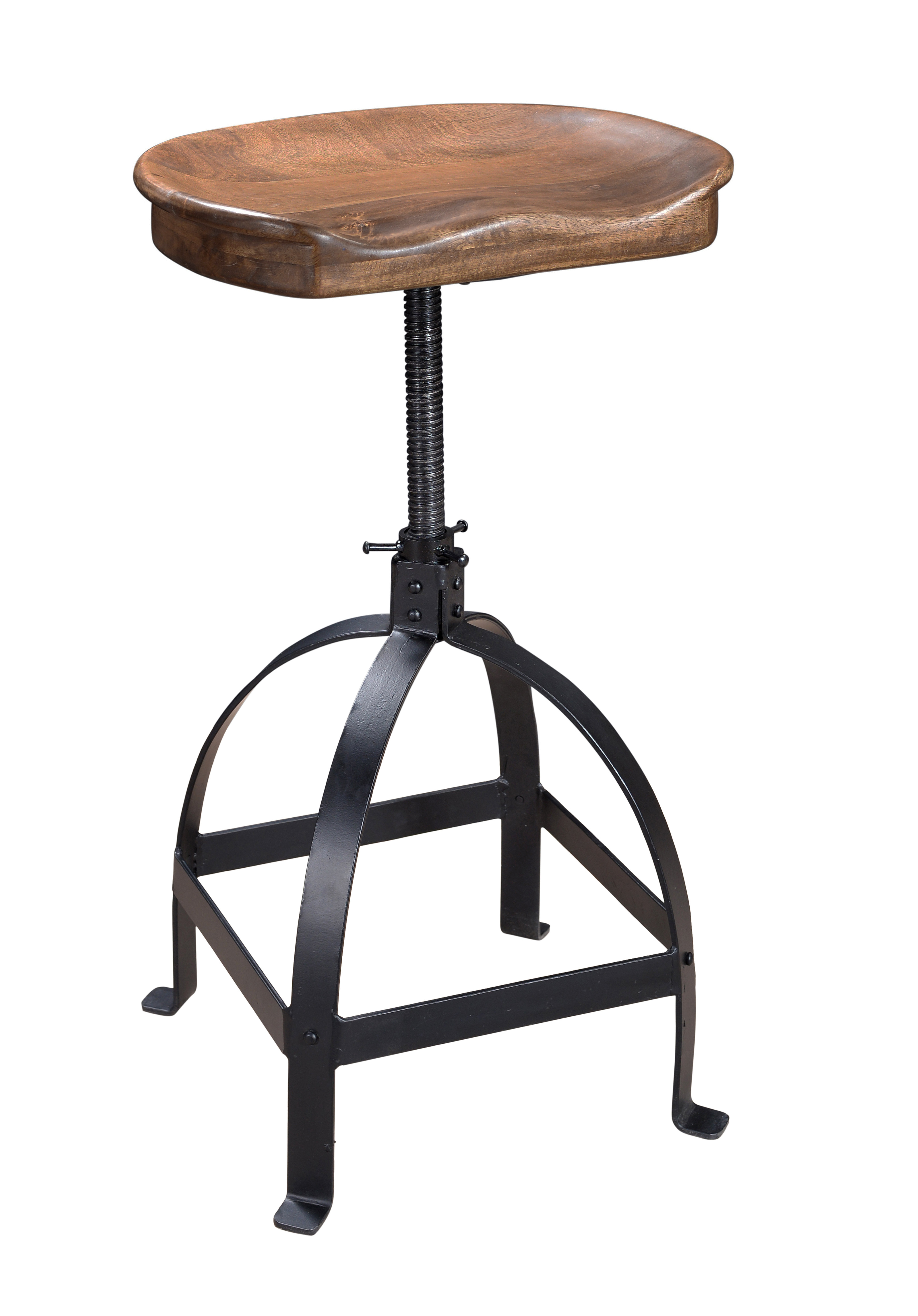 Beachcrest Home Polegate Swivel Solid Wood Adjustable Height Bar Stool ...
