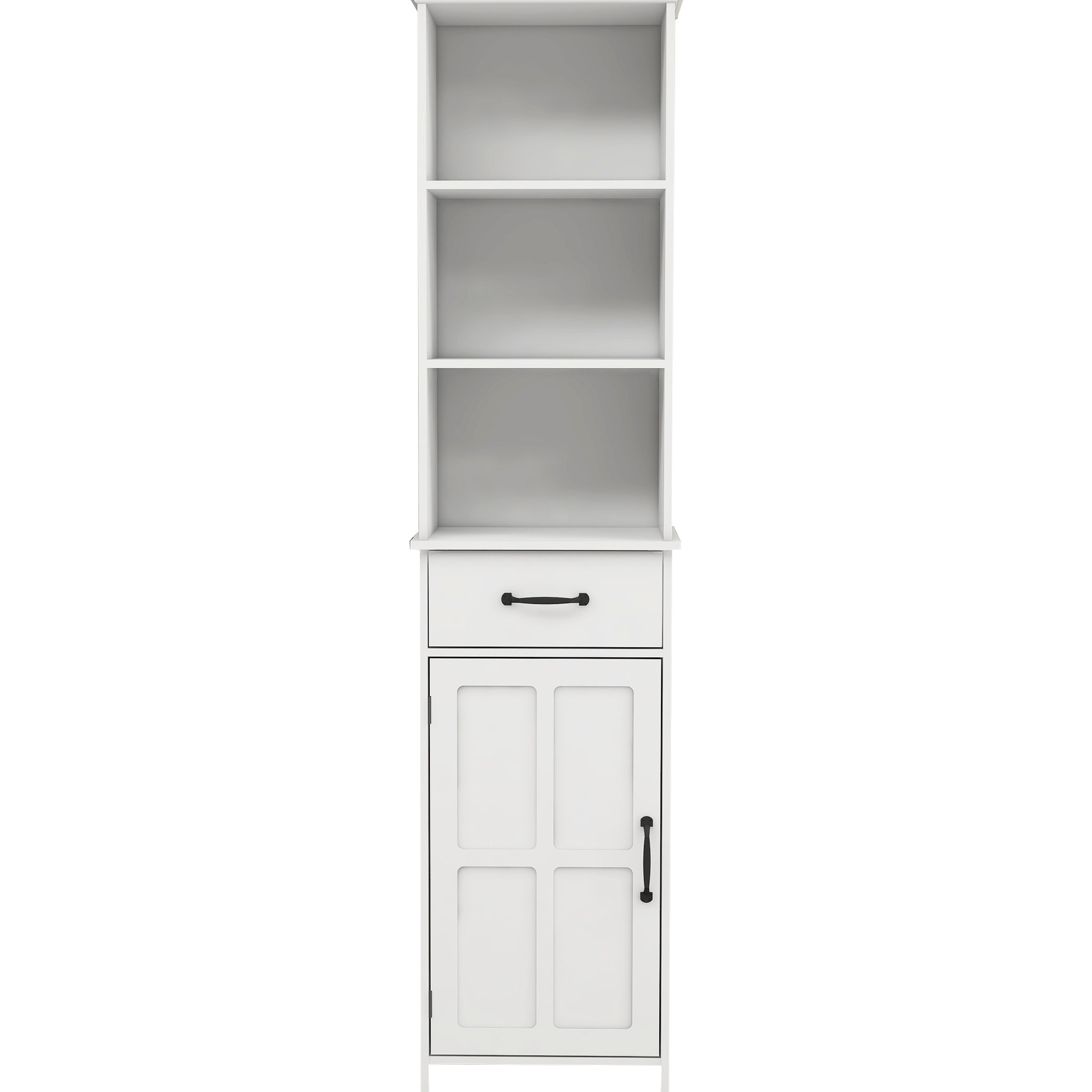 Ophelia & Co. 1 Door Drawer Floor Standing Cabinet, White Finish ...