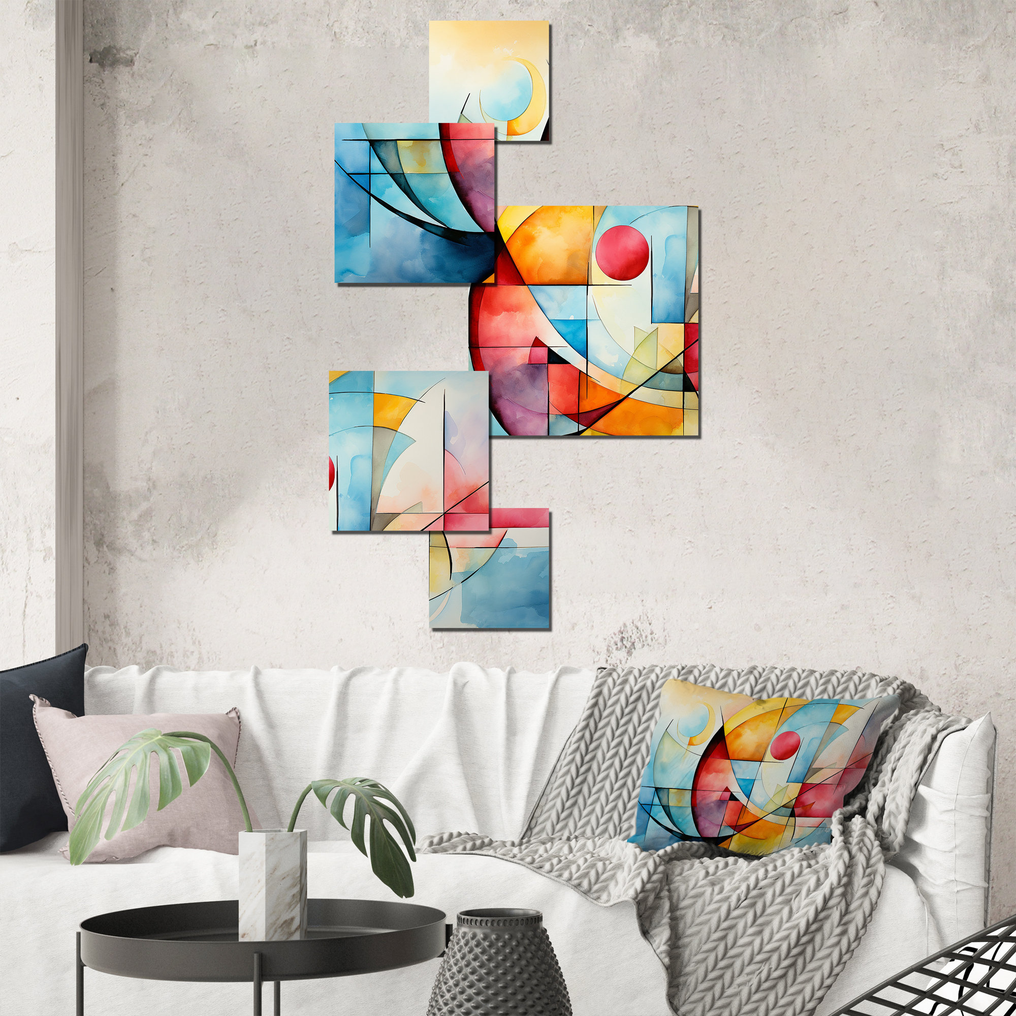 Ivy Bronx Cubic Soft Colors Tiles II - Geometric Square Wall Art Set Of ...