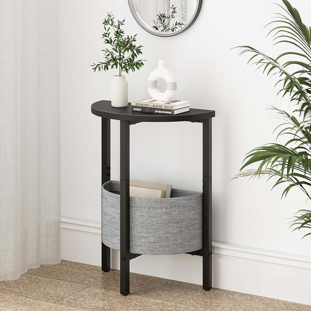 17 Stories Side Table, Small Round End Table With Fabric Basket, Set Of ...