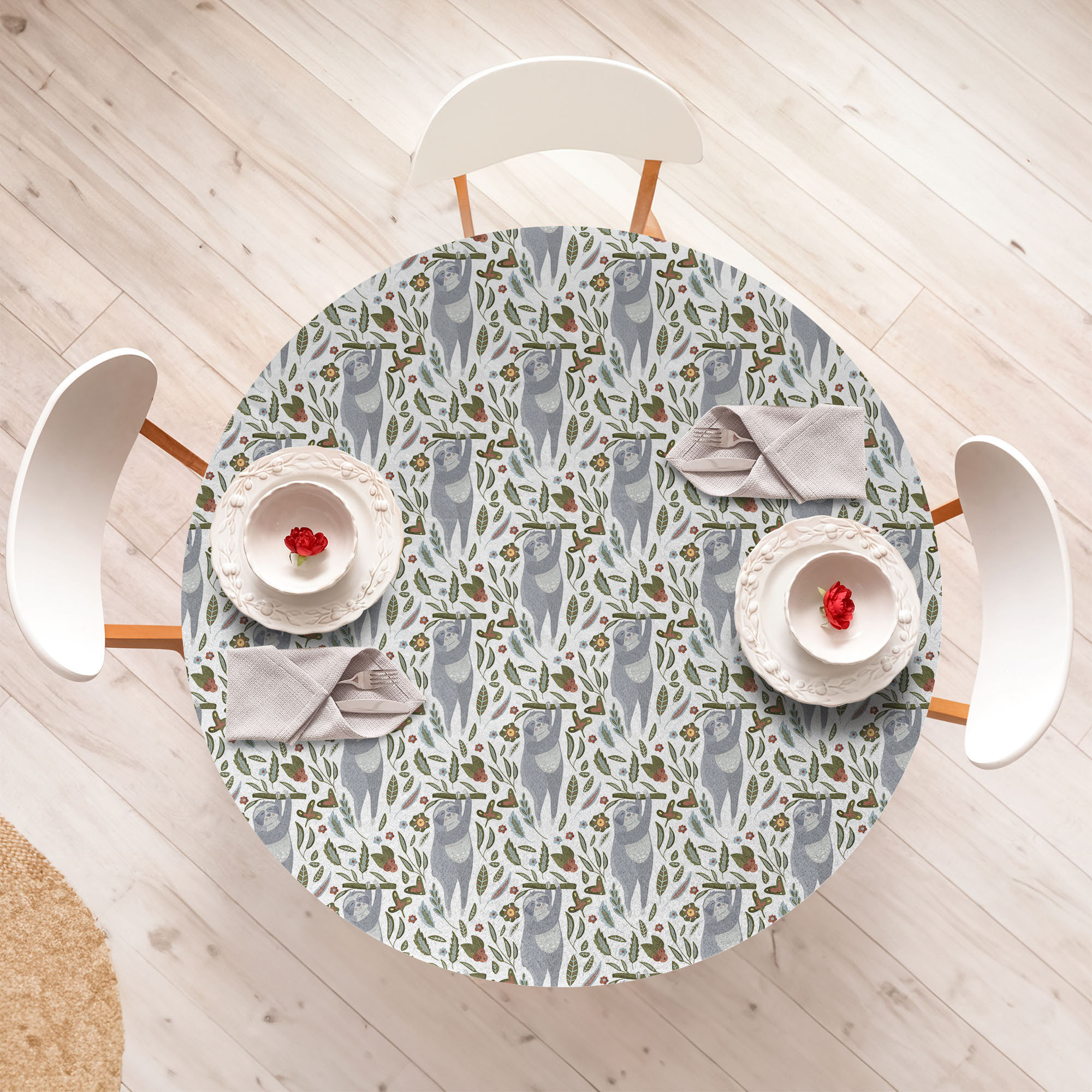 East Urban Home Tropical Fitted Round Tablecloth Pale Caramel Fawn ...