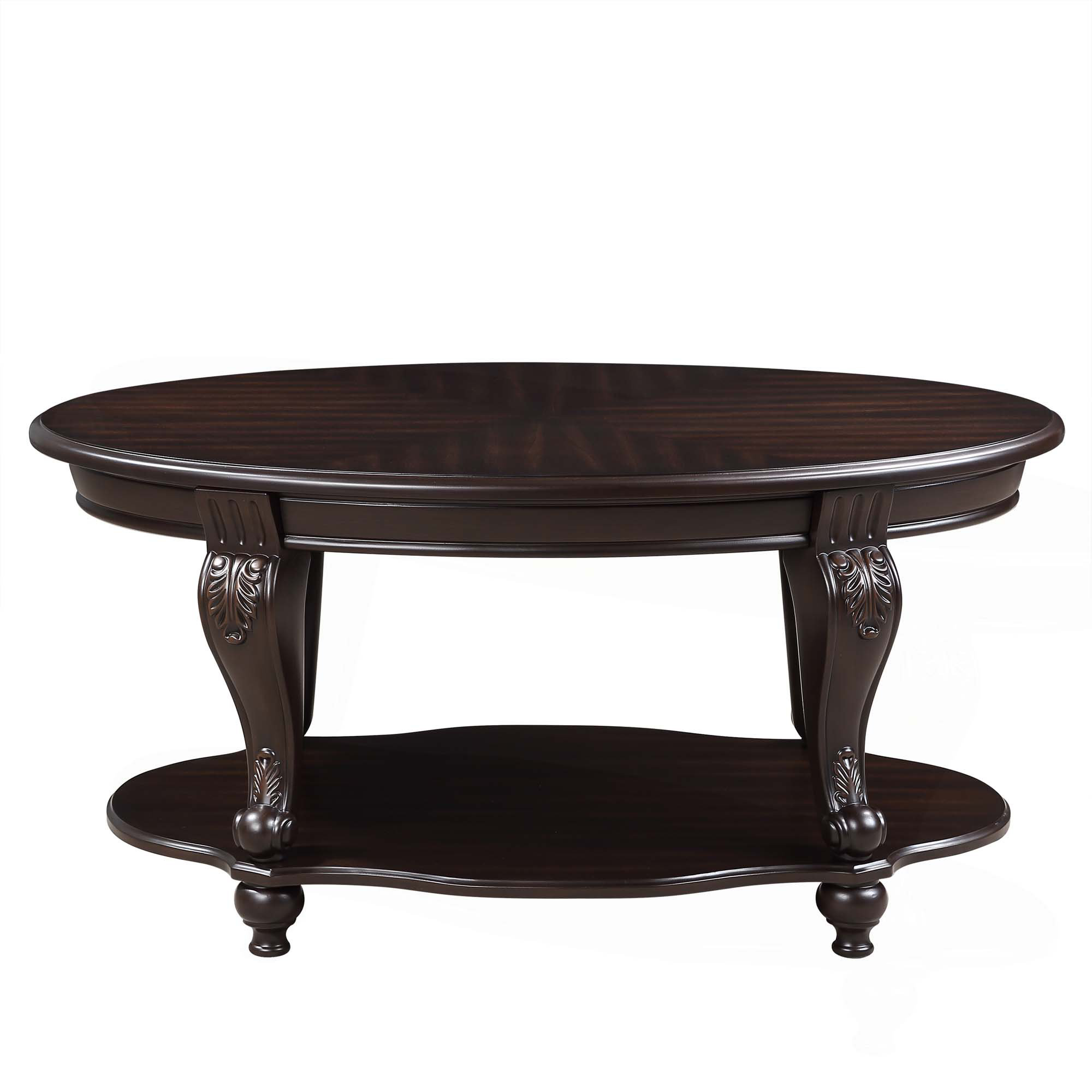 Astoria Grand 42'' Oval Wood Coffee Table For Living Room,2-Tier Solid ...