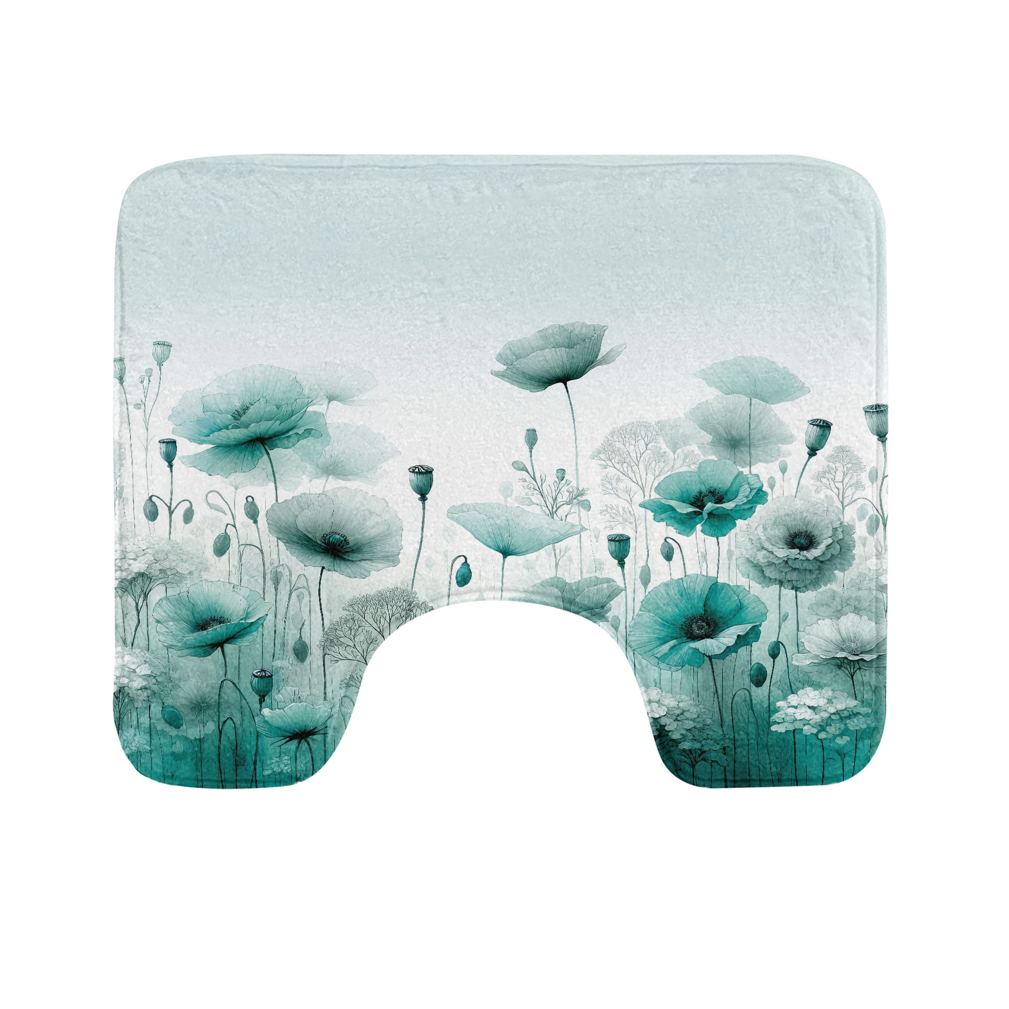 Ophelia & Co. Turquoise Toilet Mat U-Shape Bathroom Rug 20" Mint Green ...