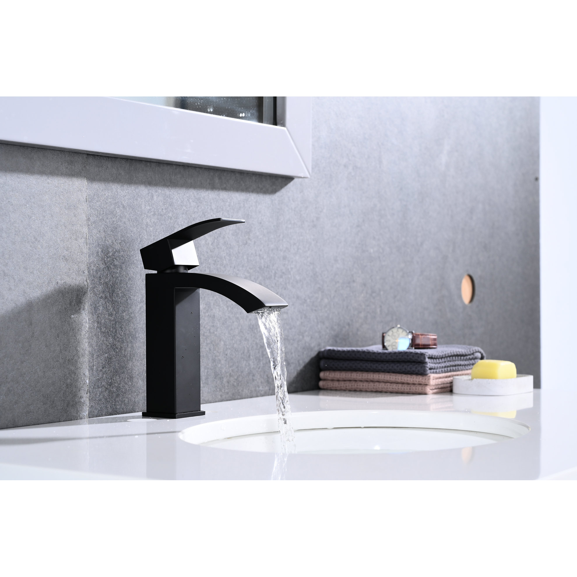 fengshu Waterfall Spout Bathroom Sink Faucet - Single Handle With Pop ...