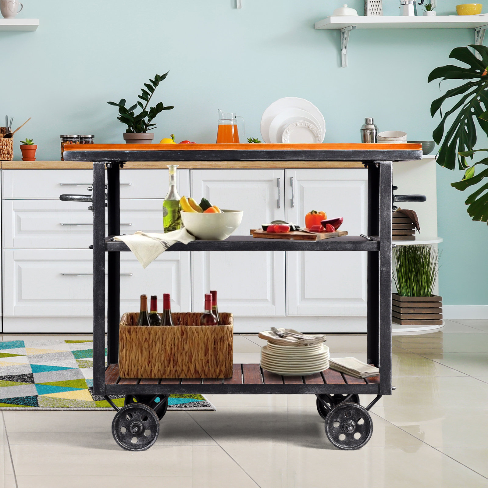 17 Stories Saunder Metal Bar Cart | Wayfair