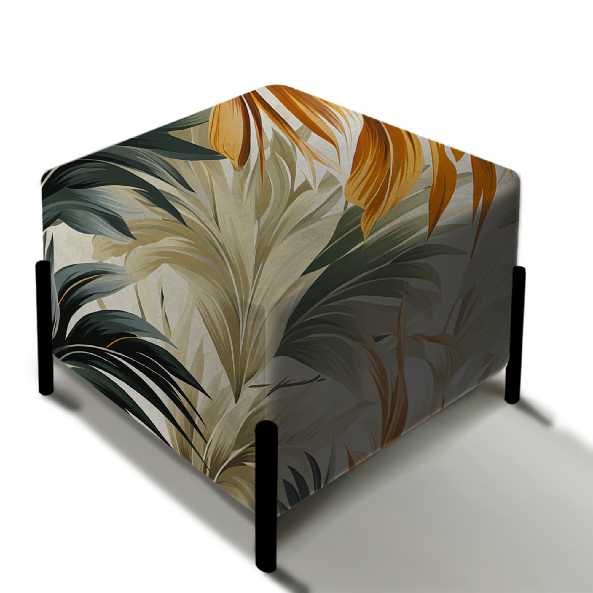 Design Art Natural Elements Tropical Pattern - Tropical Square Ottoman ...