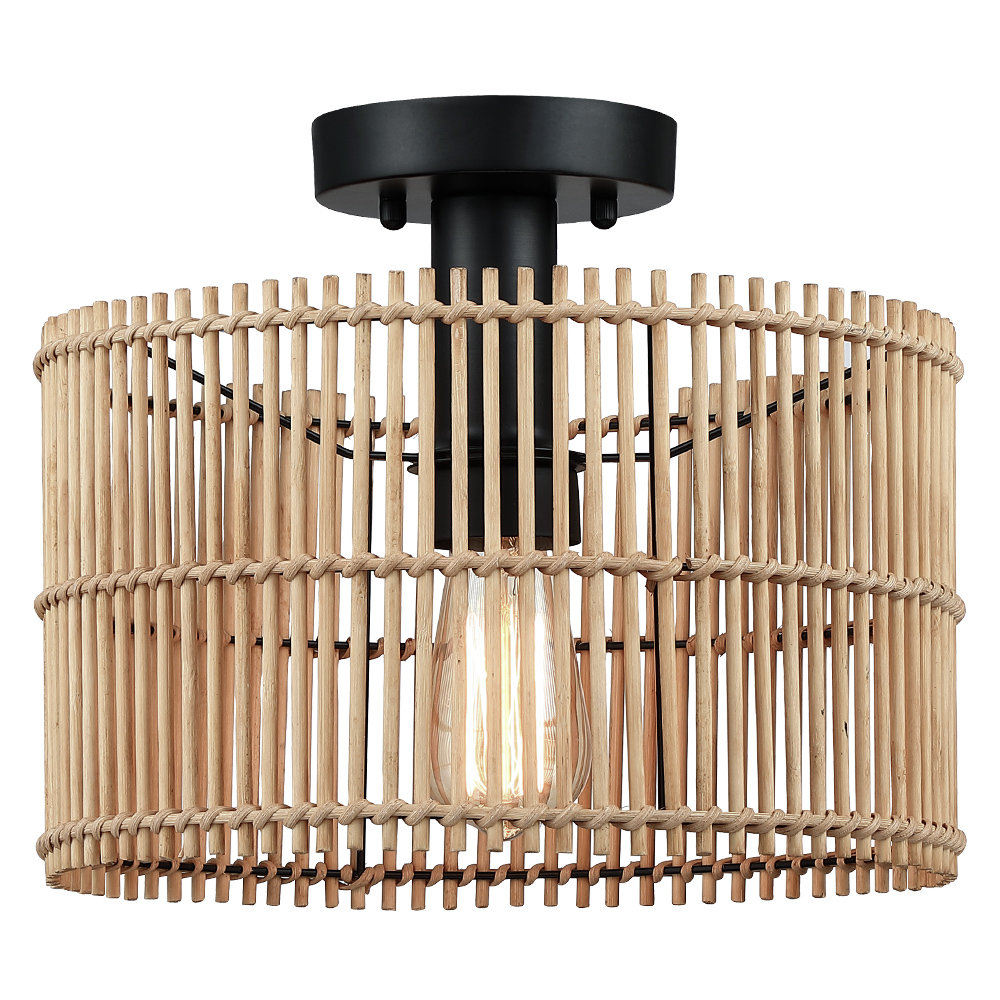 Bay Isle Home™ Yingst 1 - Light 11.8'' Caged Drum Semi Flush Mount ...
