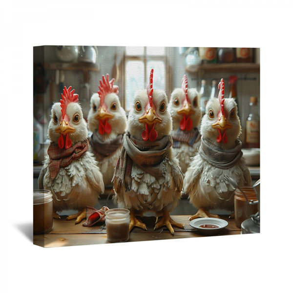 Red Barrel Studio® Chickens Kitchen Framed On Canvas Print - Wayfair Canada