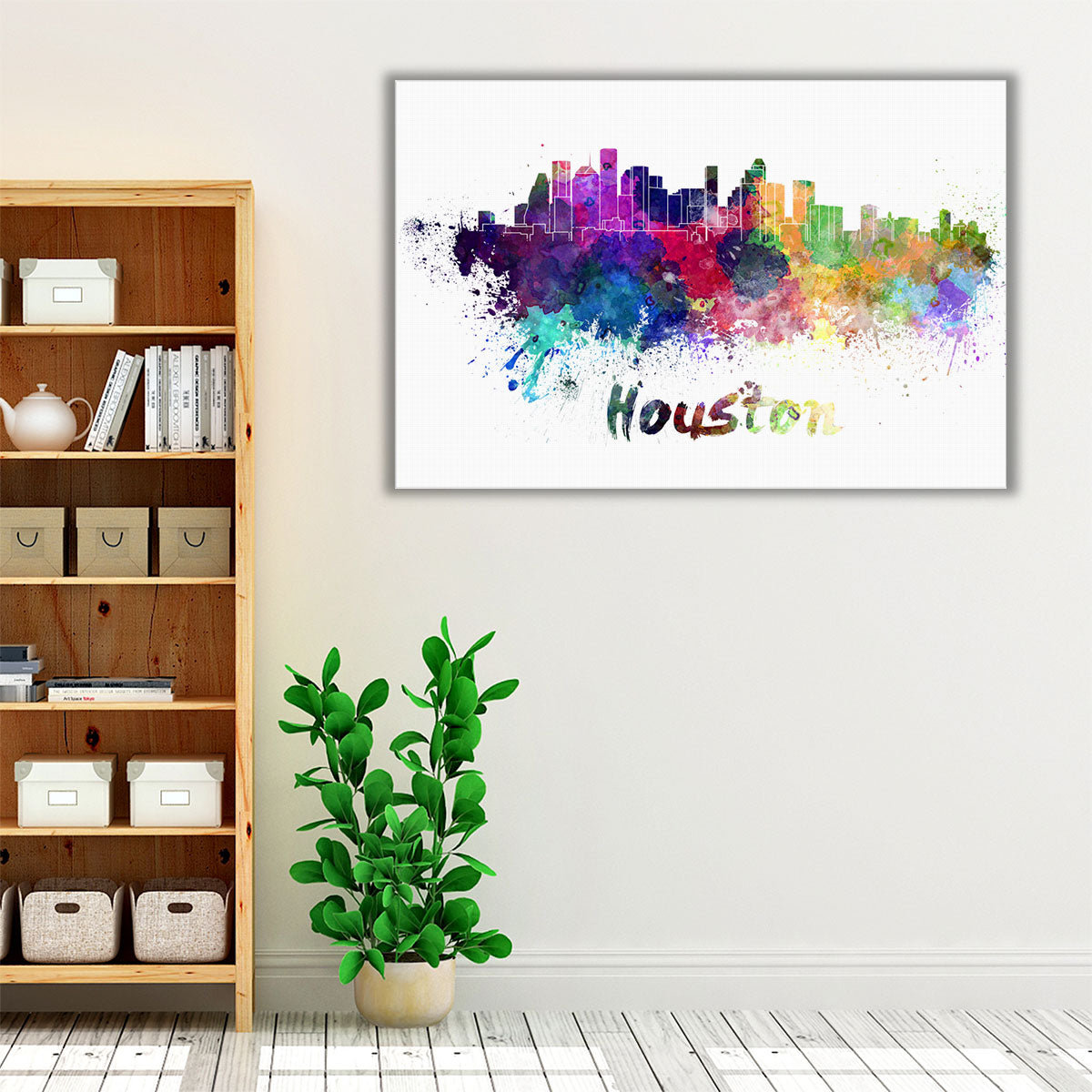 Trinx Houston Skyline in Watercolor - Canvas Print Wall Art | Wayfair
