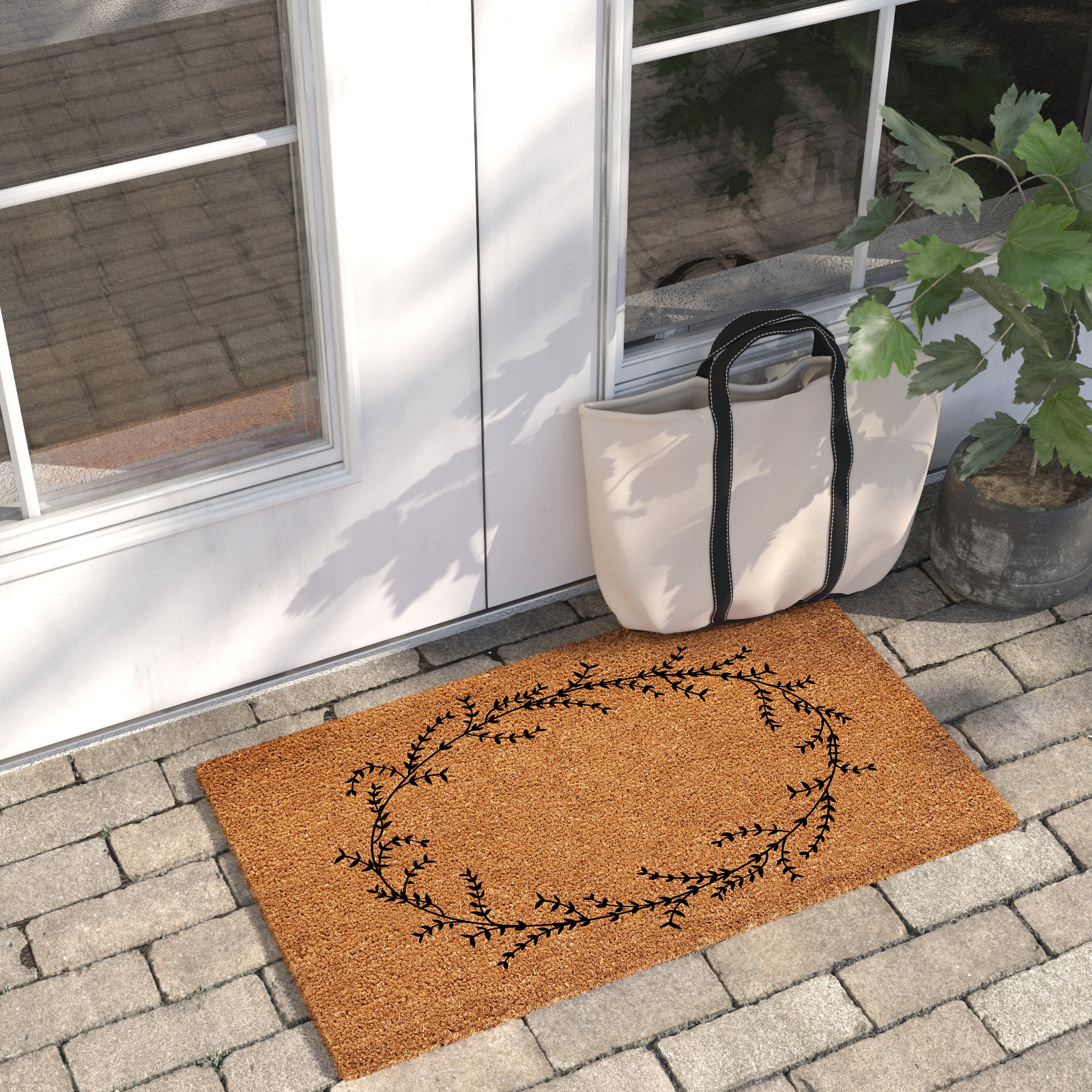Alcott Hill Dallary Leaf Vine Non-Slip Indoor Outdoor No Print Doormat ...