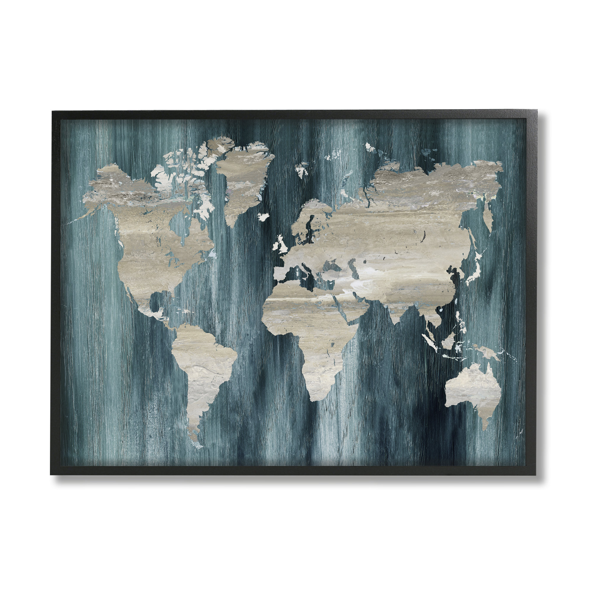 Stupell Industries Rustic Grain Patterned World Map Country Shapes Art ...