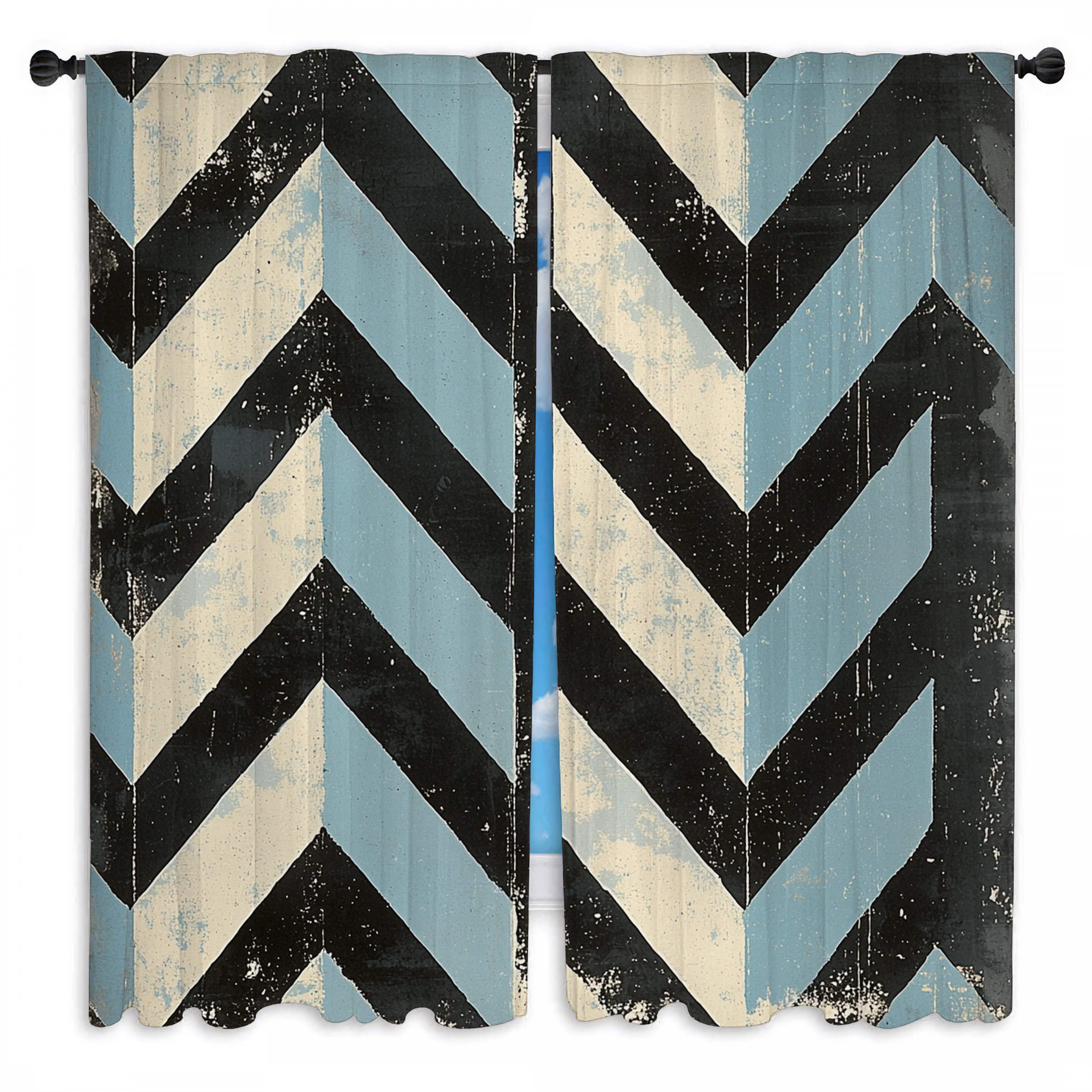 Dakota Fields Chevron Window Curtains Pattern Industrial Drapes - 2 ...