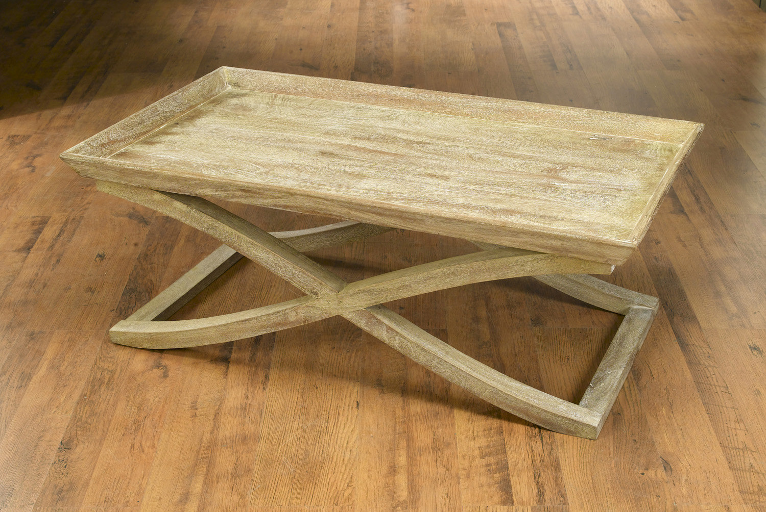 Darby Home Co Vermont Solid Wood Cross Legs Coffee Table with Storage ...