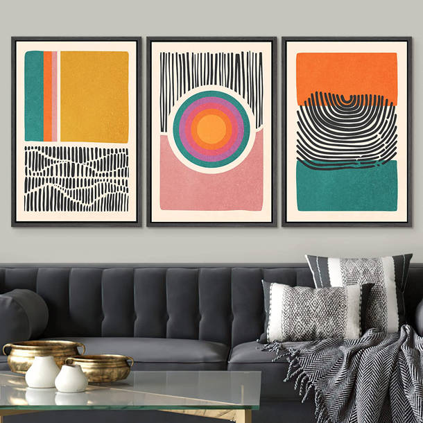 IDEA4WALL Abstract Vibrant Color Blocks " Mid-Century Colorful Polygon ...