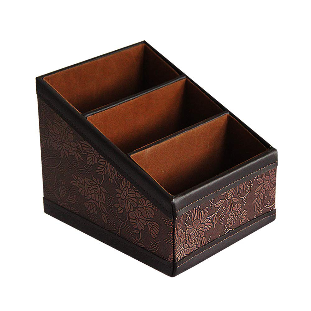 BOJUNTAN PU Leather Remote Control Holder Storage Container For TV ...