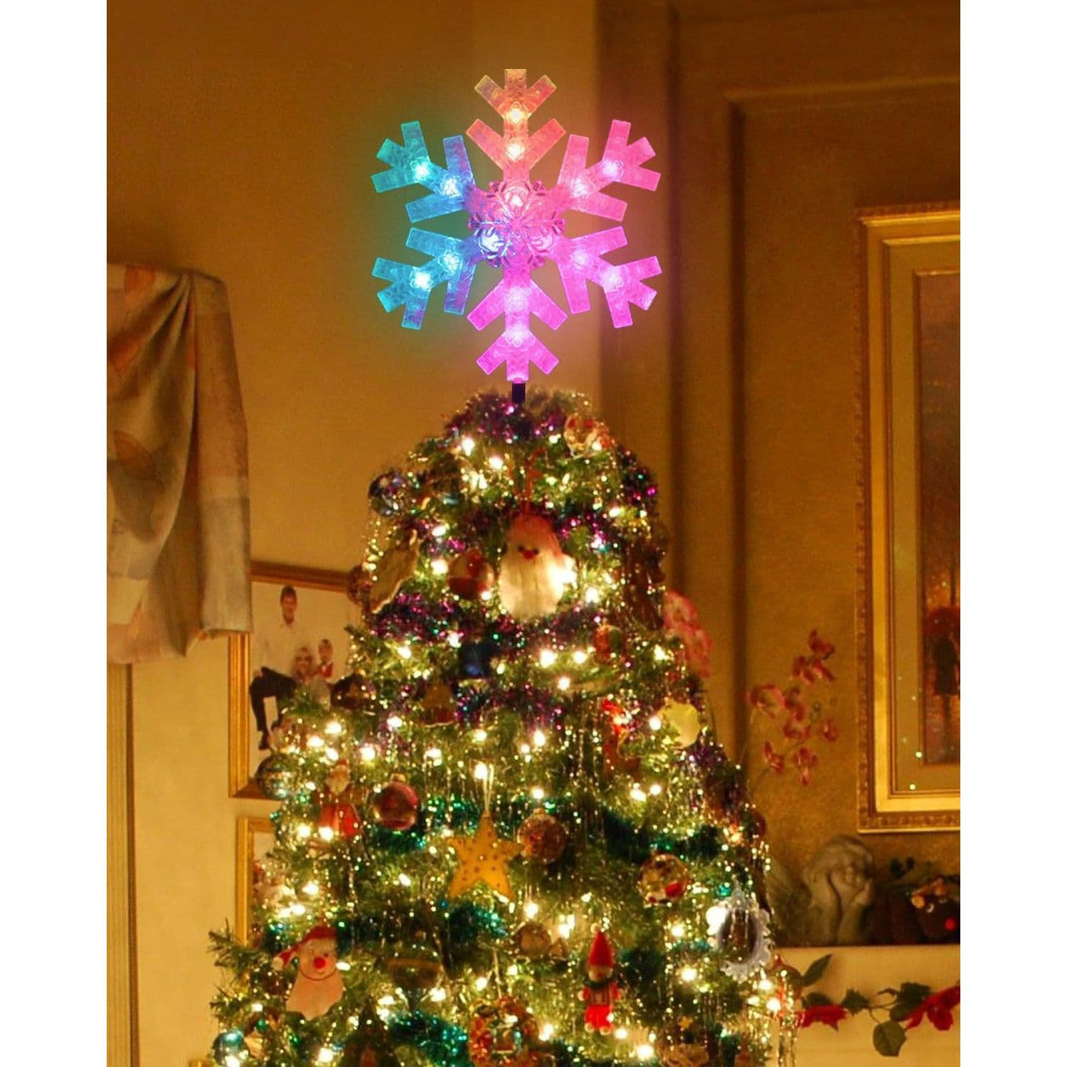 BOPWAY 9.5" Snowflake Tree Topper with Remote Lights | Wayfair