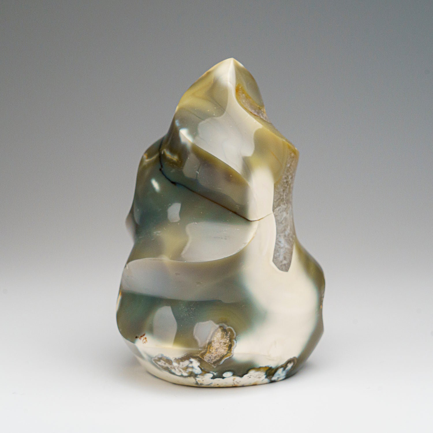 Astro Gallery of Gems Genuine Polished Blue Chalcedony Orca Stone Flame ...