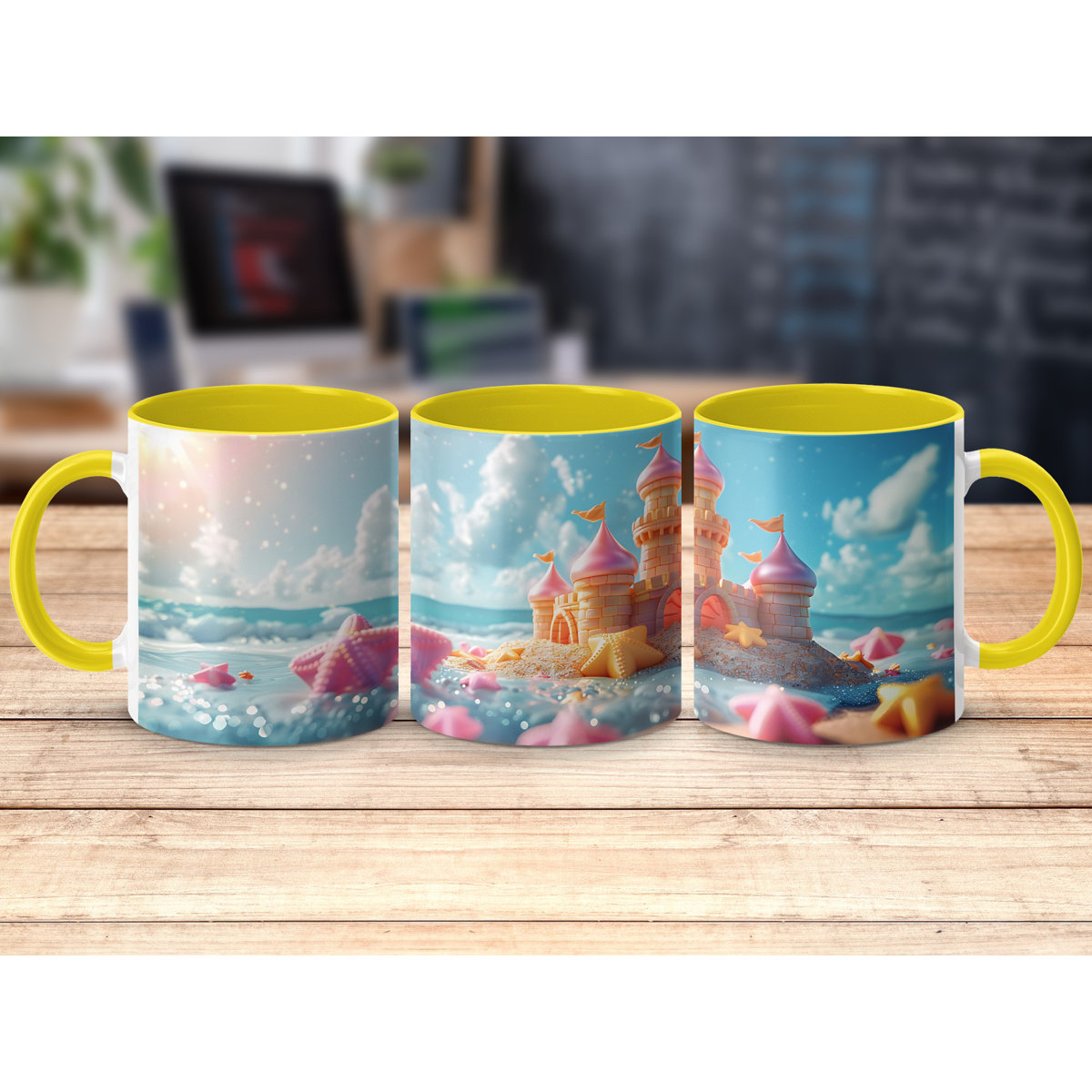 East Urban Home Set of 2 Colourful 3D Design 11oz Accent Mugs – White ...