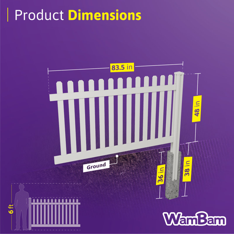 WamBam Traditional Fence WamBam 4 ft. H x 7 ft. W Traditional Vinyl ...