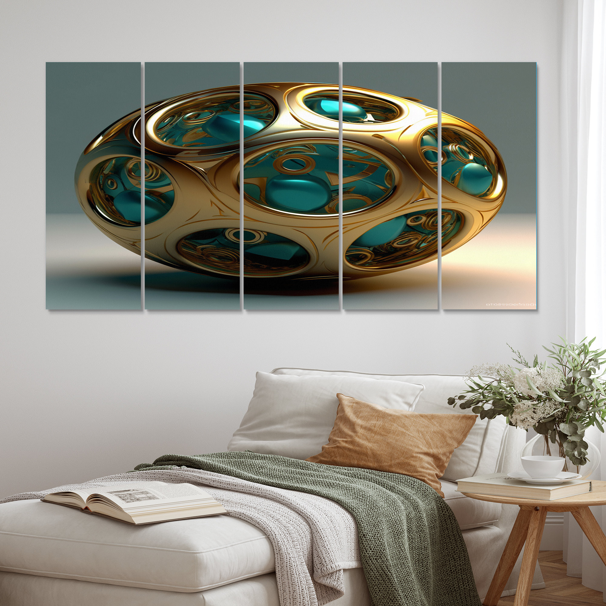 Mercer41 Confronting Infinity 3D Turquoise Gold Sphere II - Abstract ...