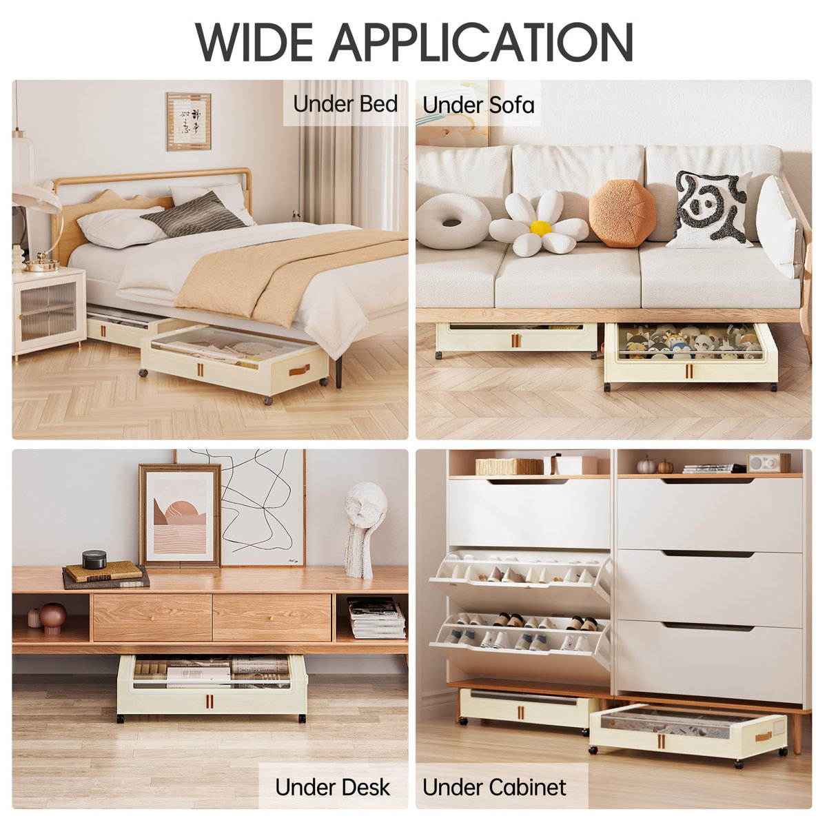 Rebrilliant 2-Pack Under Bed Storage Boxes On Wheels, Clear Metal ...