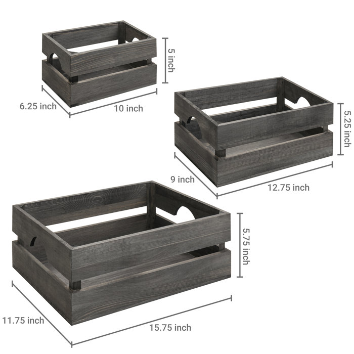 Millwood Pines 3 Piece Solid Wood Crate Set | Wayfair