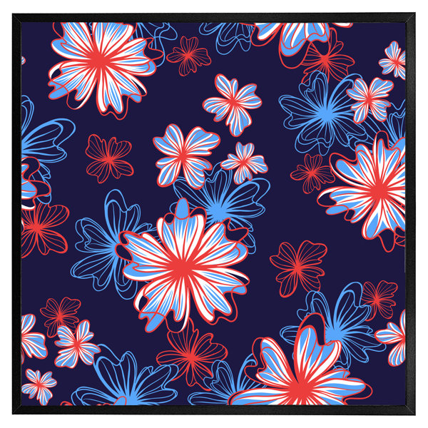 ClassicLiving Gerton Red, White & Blue Flower Print - Single Picture ...