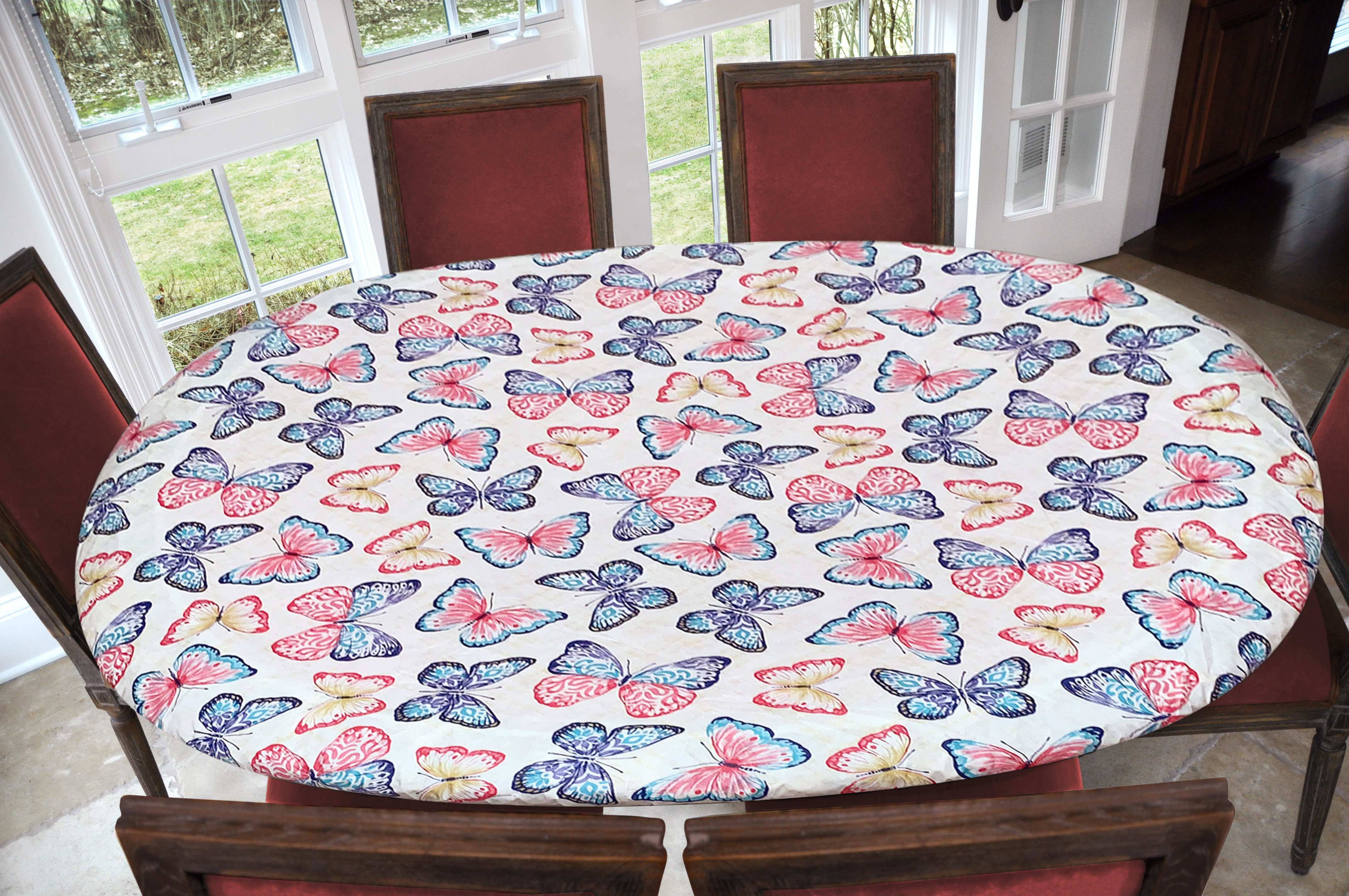 Rosalind Wheeler Deluxe Elastic Edged Flannel Backed Vinyl Fitted Table ...