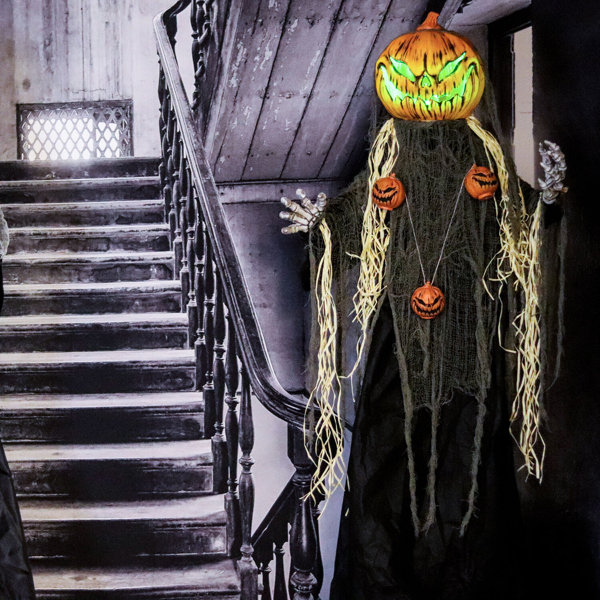 Haunted Hill Farm Life-Size Scary Pumpkin Man Halloween Prop with ...