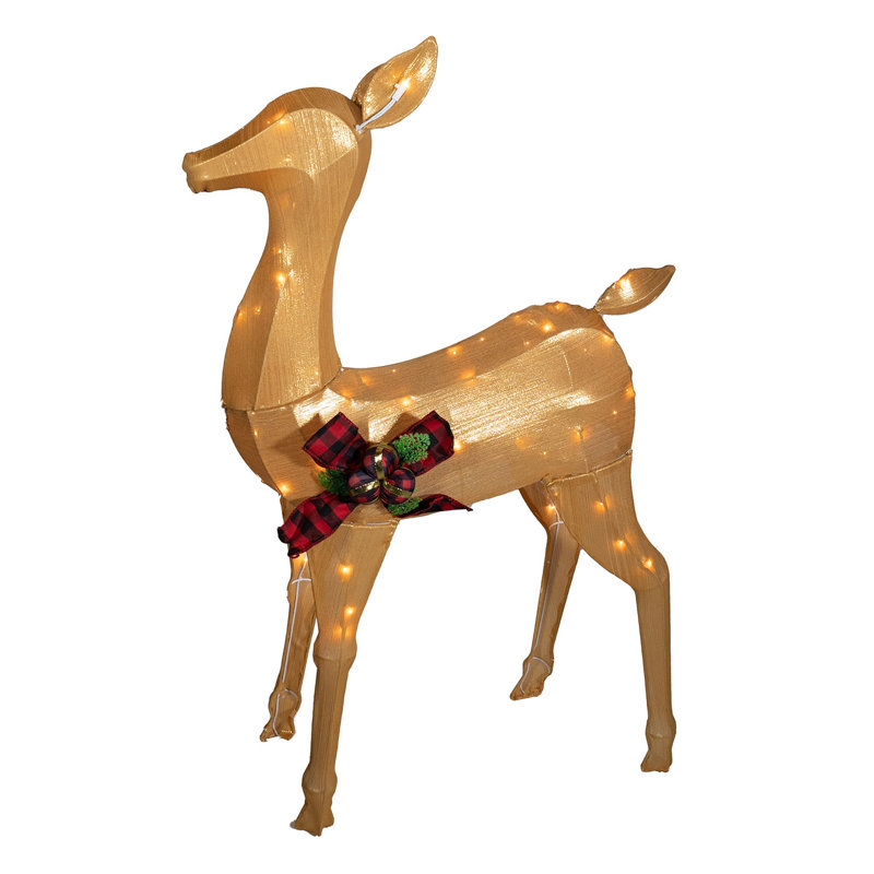 The Holiday Aisle® Shiny Gold Doe Deer Christmas Decoration Figurine ...