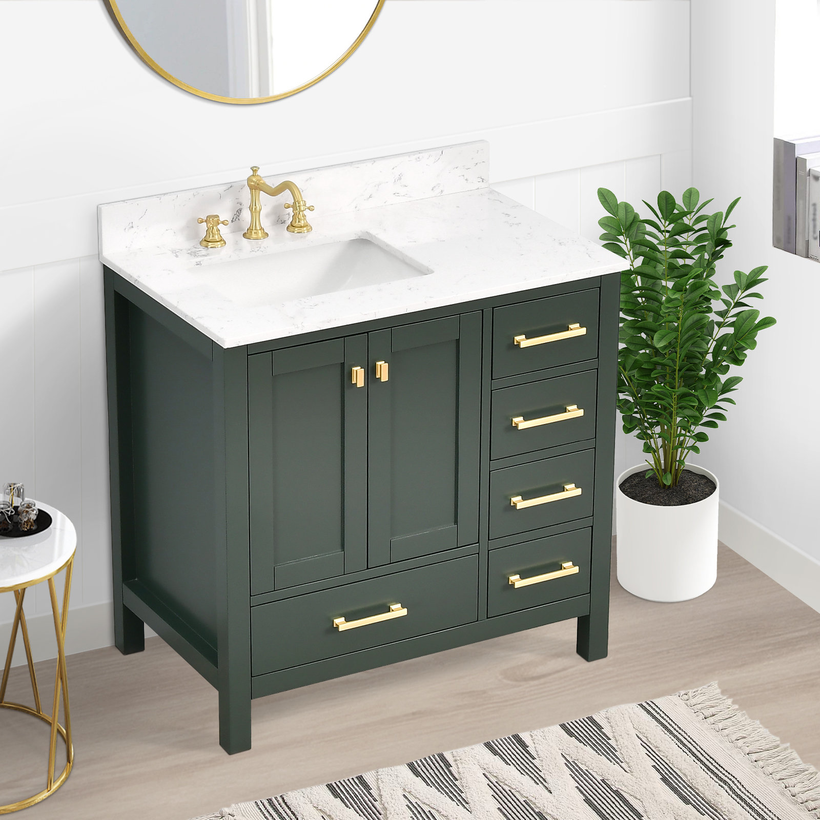 Winston Porter Zenith 36'' Single Bathroom Vanity With Engineered Stone ...