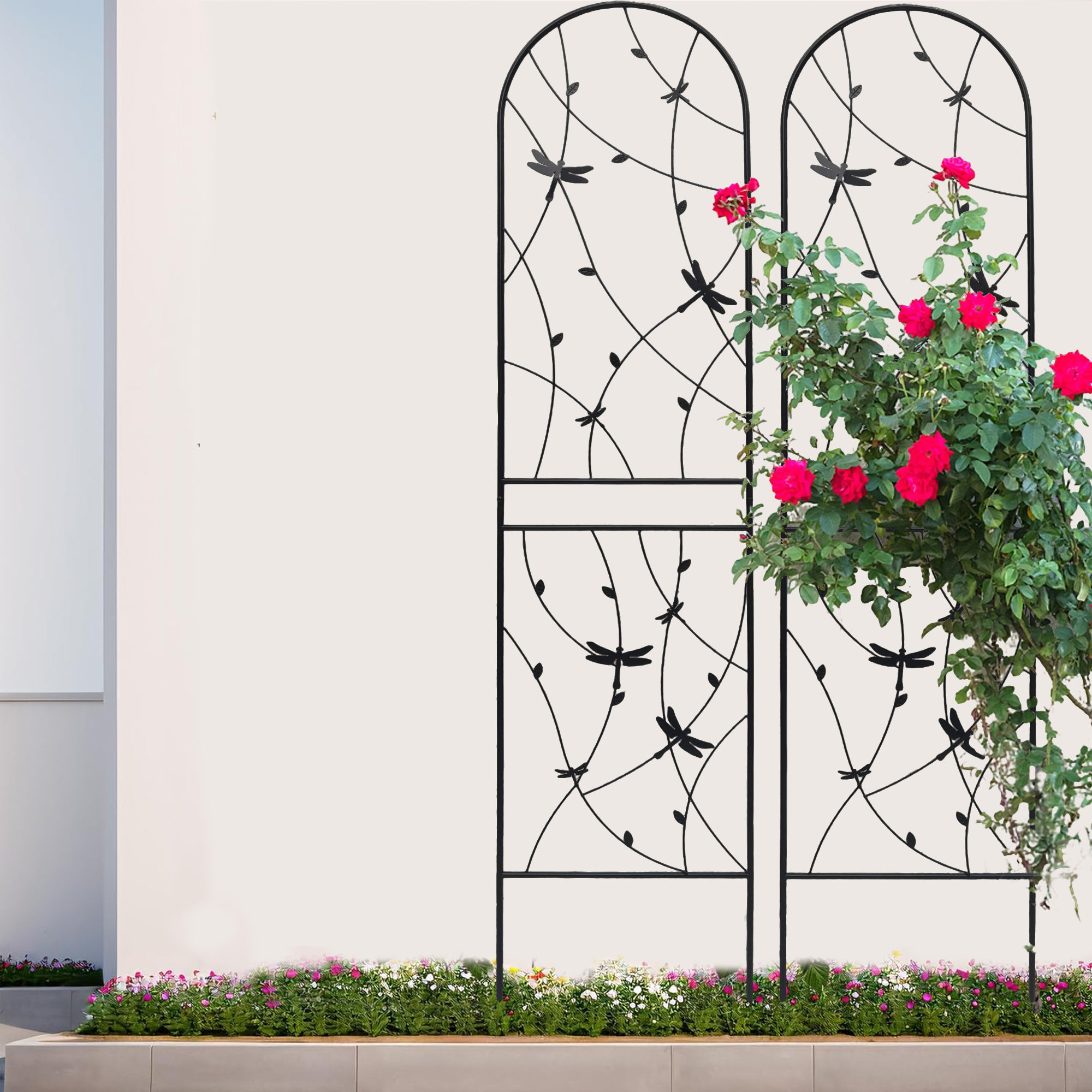 Red Barrel Studio Trellis for Climbing Plants Outdoor,(19.7-inch),Black, Generic Metal Garden ...