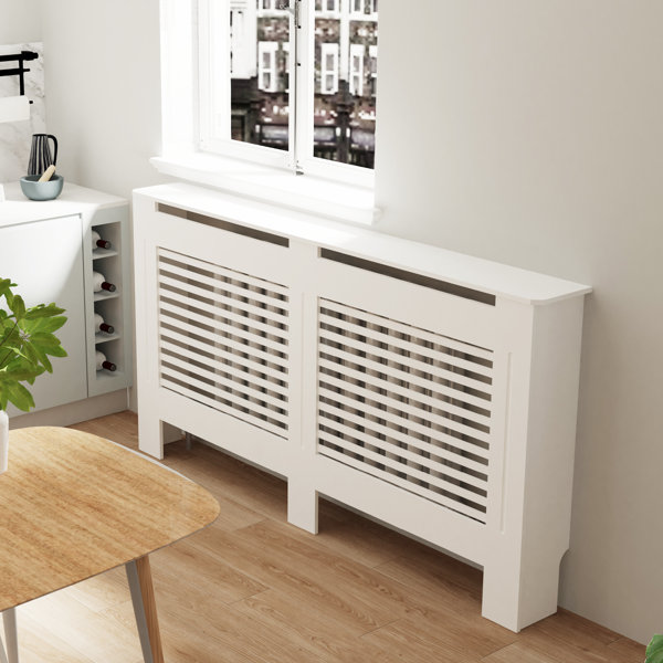 LUVODI 39" Tall Horizontal Slats Radiator Cover Wood Cabinet Modern ...