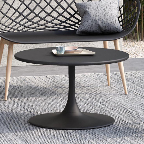 George Oliver Jabarie 31" Round Steel Coffee Table with Pedestal Base ...