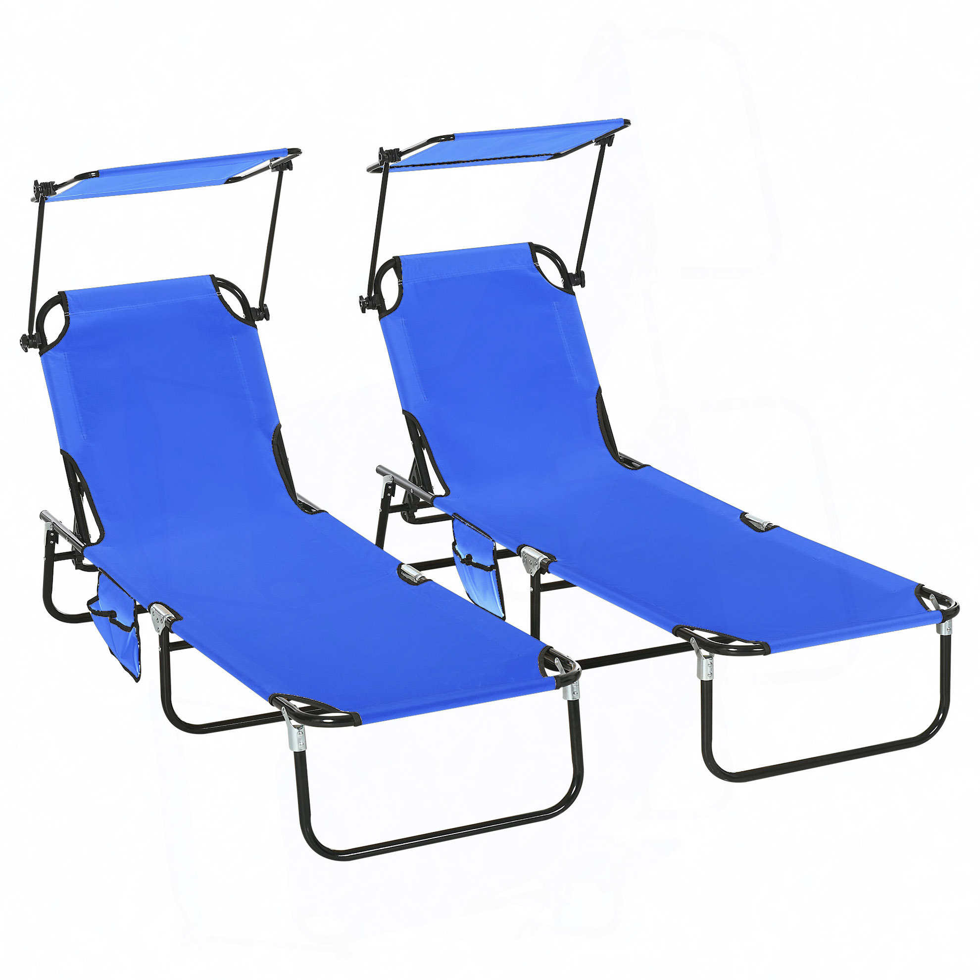 Ebern Designs Folding Chaise Lounge Pool Chairs, Outdoor Sun Tanning ...