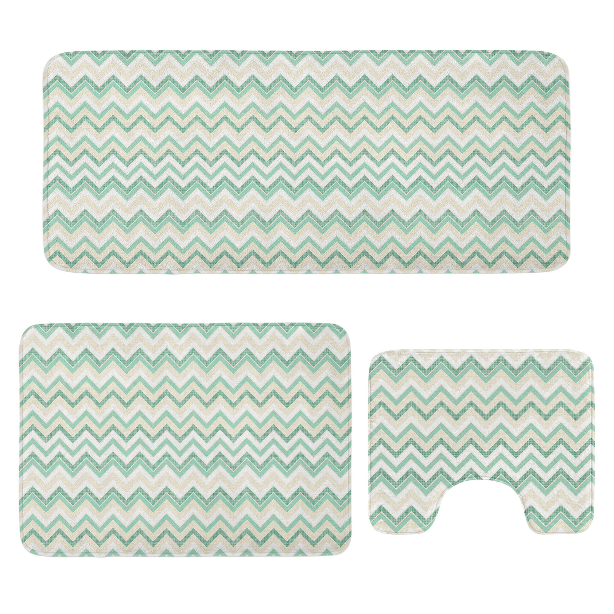 Dakota Fields Aqua Bathroom Rug Set 3 Pieces U-Shape & Rectangle Mats ...