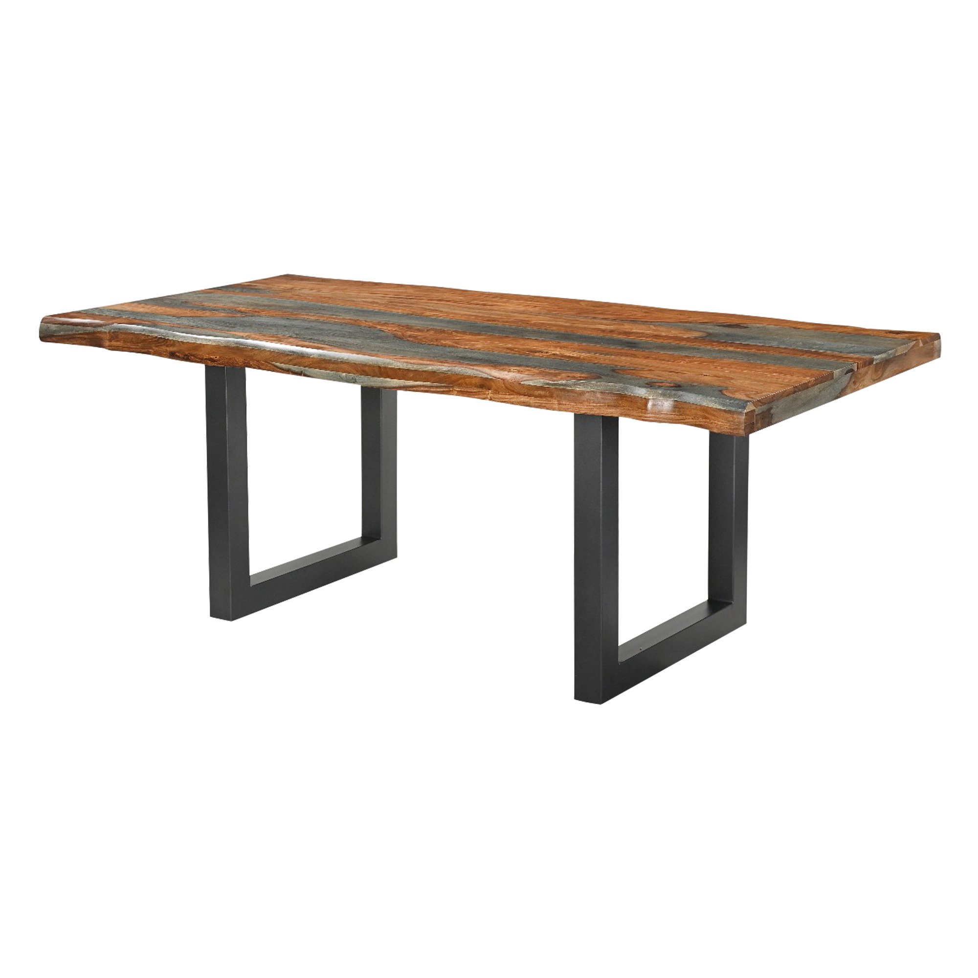 Millwood Pines Solid Wood Top Metal Base Dining Table | Wayfair