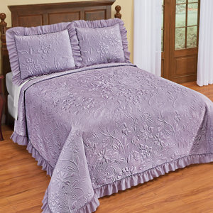 Winston Brands Mila Textured Floral Design Ruffled Edge Quilt | Wayfair