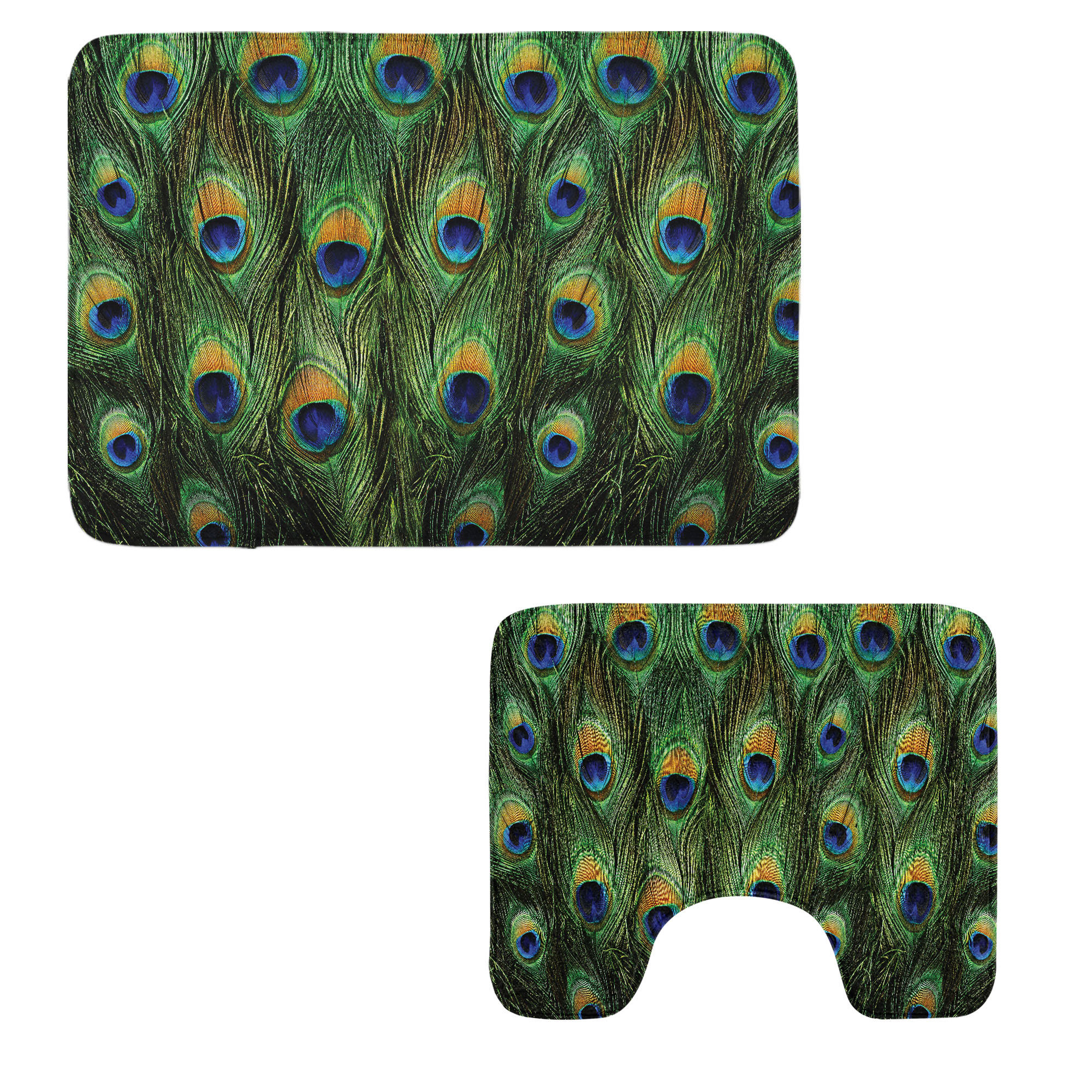Dakota Fields Peacock Bathroom Rug Set 2 Pieces Rectangle & Contour ...