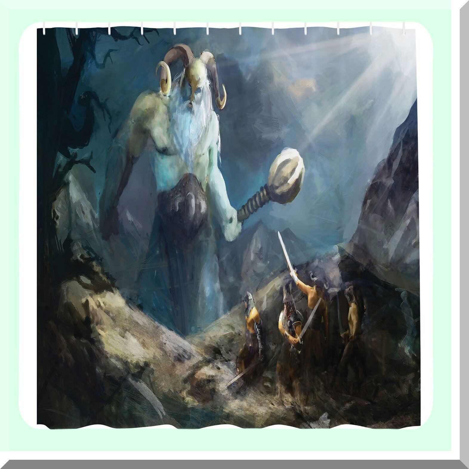 One Allium Way® Valhalla Frost Giant Shower Curtain - Norse Mythology ...