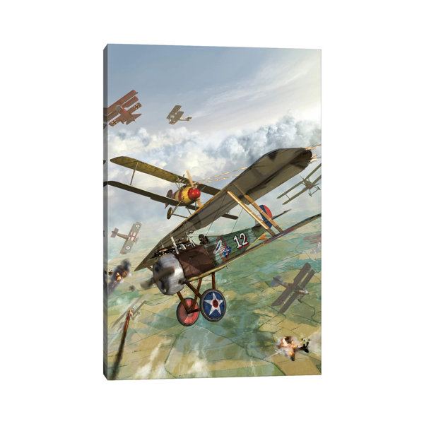 Latitude Run WWI US Biplane Attacking German Biplanes by Kurt Miller ...