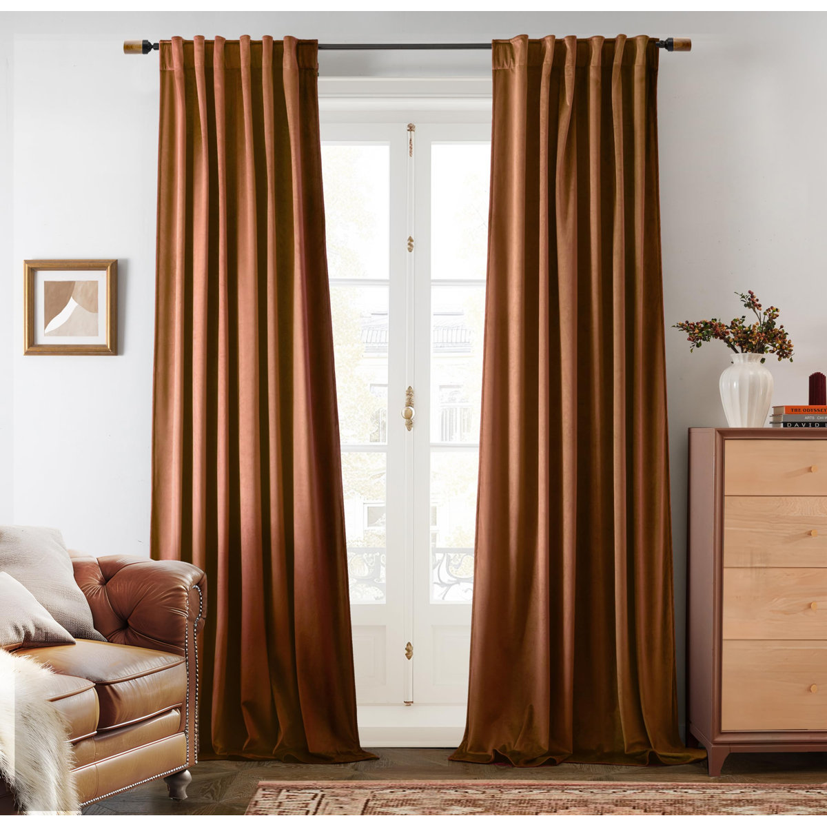 Mercer41 Dessy Velvet Curtains 2 Panel Set Super Soft luxury Rod Pocket ...