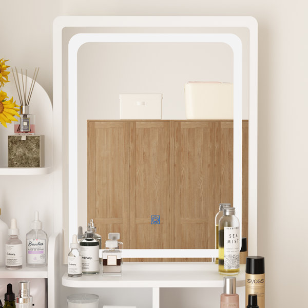 Ebern Designs Artilus Vanity Set with LED Mirror & Stool & Reviews ...