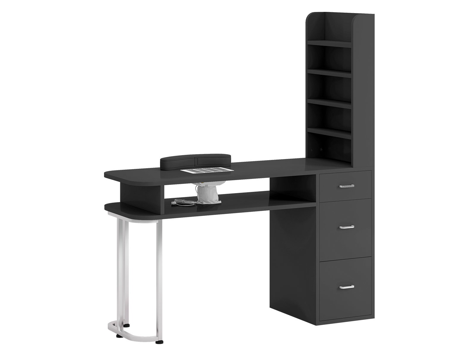 Hokku Designs Pro Nail Tech Station with 3-Drawer Side Cabinet & Built ...