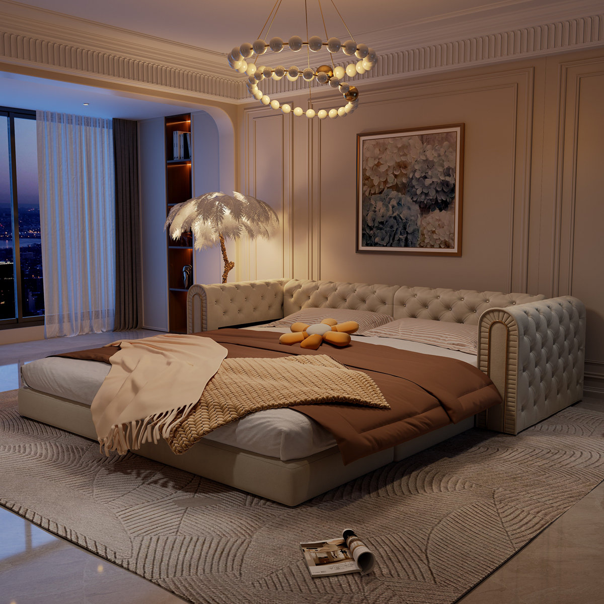 Mercer41 90.6" 3-In-1 Convertible Sleeper Sofa, Elegant Modern Couch ...