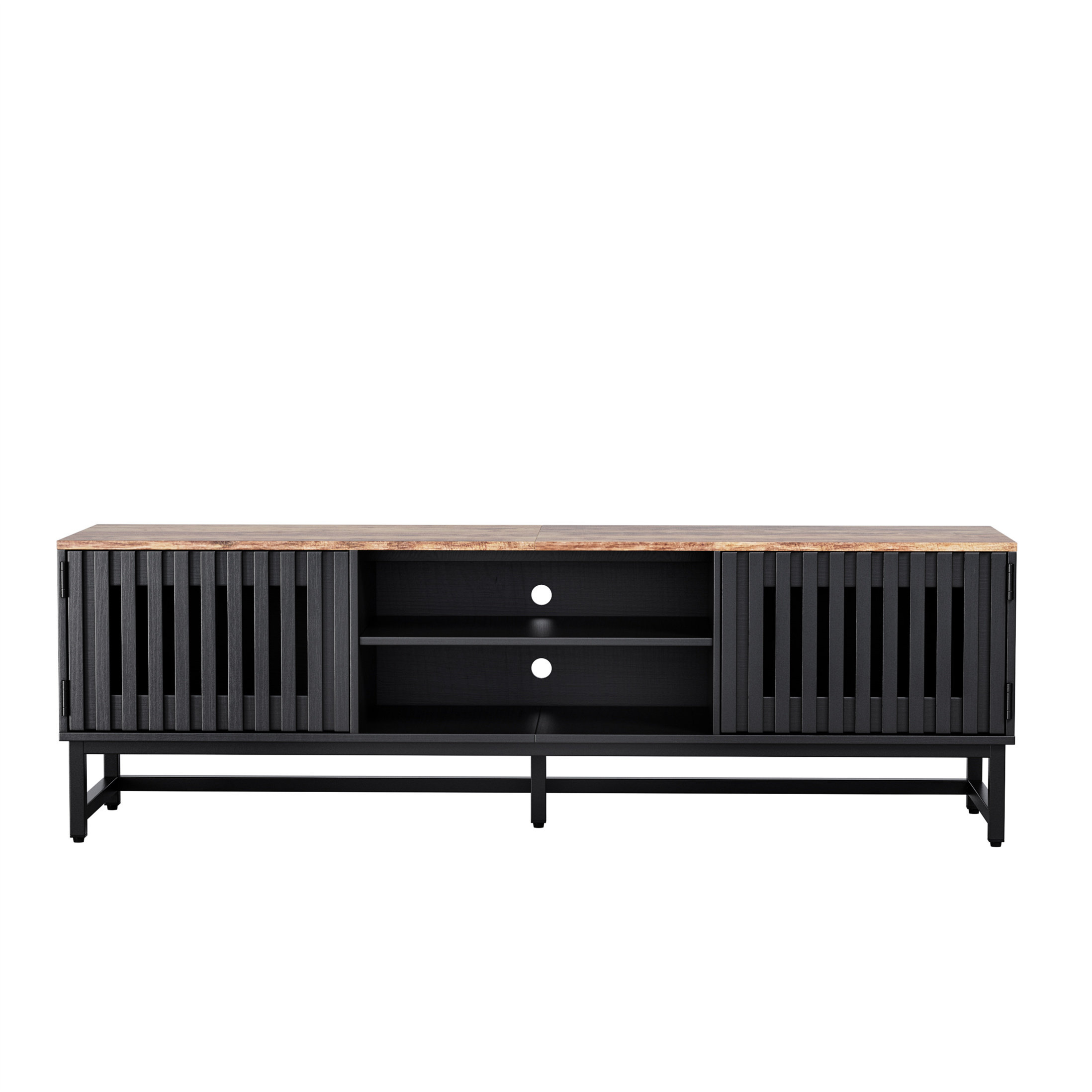 Latitude Run® 63 Inch Mid Century Modern TV Stand with Slatted Grille ...