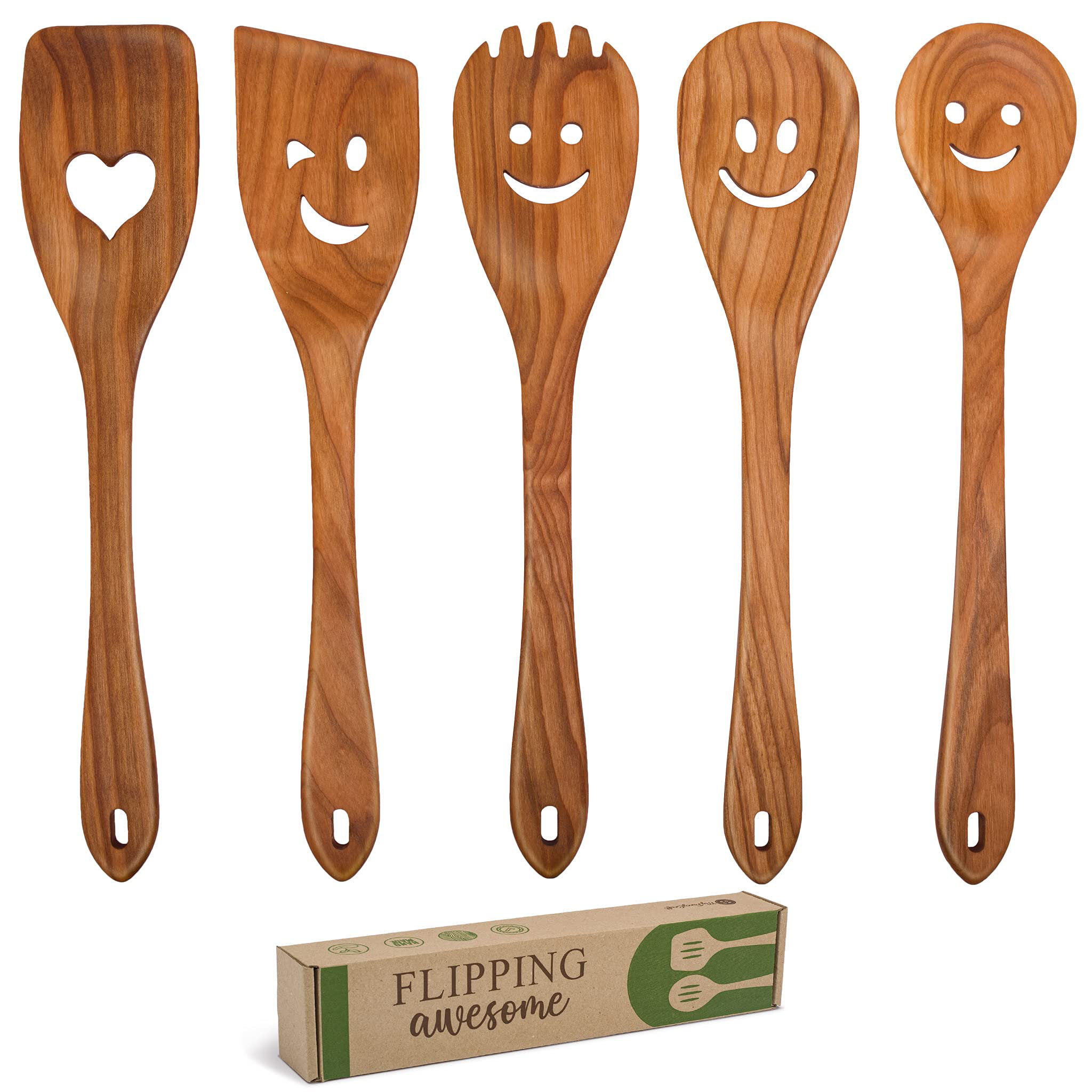 Two trees make a forest 5-Piece Wooden Cooking Spoons - Kitchen Spatula ...
