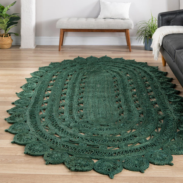Langley Street Migel Machine Woven Jute/Sisal Hunter Green Rug ...