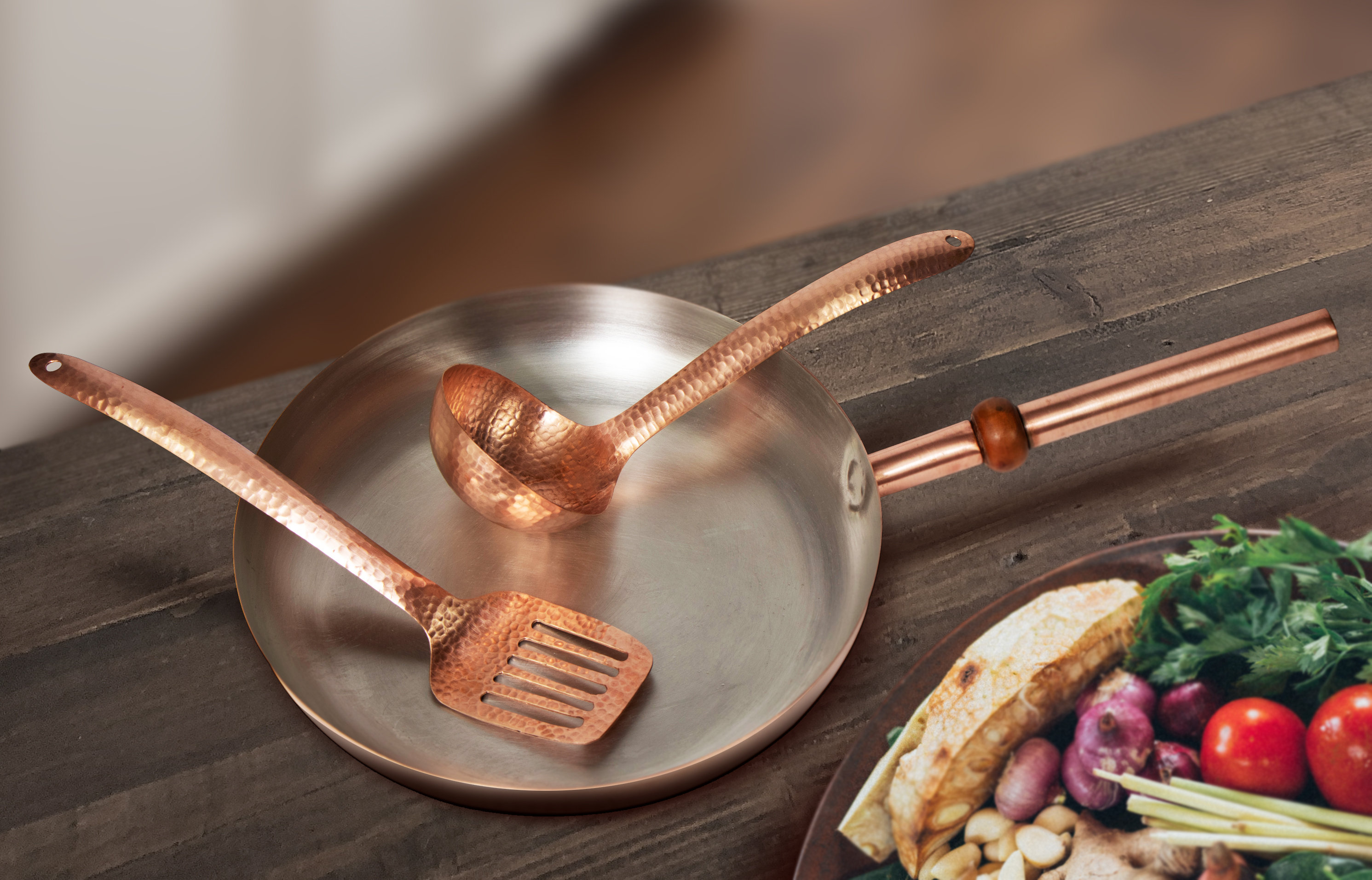 Ambiente Mexican Copper Crafts Non Stick Frying Pan 12'' - Cooking Pan ...