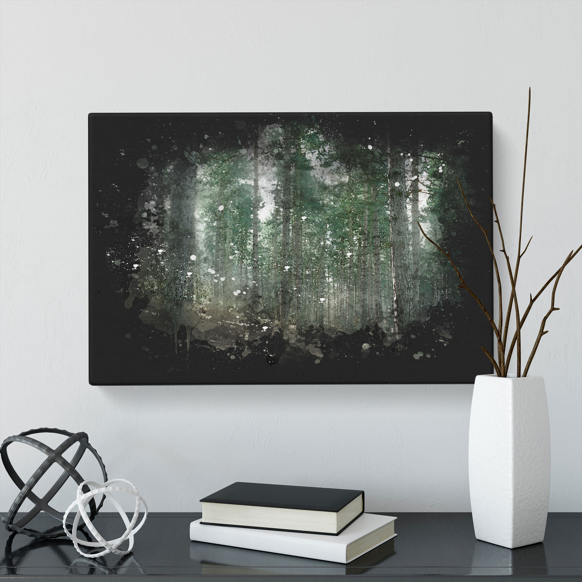 East Urban Home Conifer Tree Forest Vol.2 Paint Splash - Wrapped Canvas ...